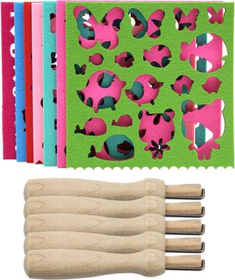 FOMIYES CORHAD Nadelfilz Applikationsform Satz mit Holzgriffen und Nadeln Filz Werkzeugset f&uuml;r Anf&auml;nger zum Basteln und Handarbeit Langlebig und Vielseitig f&uuml;