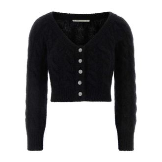 Alessandra Rich Femme, Pulls, Noir, Taille: 36 FR Haut Bardot en maille torsad&eacute;e et sequins M&eacute;lange de mohair