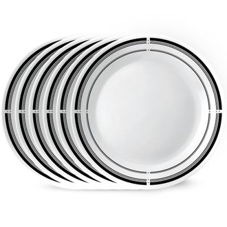 Corelle Corelle Vitrelle 3-lagiges Glas, 26 cm, leichte runde Teller, große runde Teller, splitter- und kratzfest, mikrowellen- und spülmaschinenfest, 6-teili