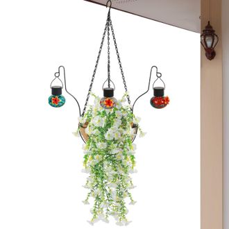 Generico Künstliche Pflanzen für den Außenbereich, bunte Kunstblumen mit Vögeln, künstliche Pflanzen und Laub für Wand, Hof, Veranda, Tür, Garten, Frühling, He