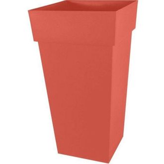 Eda Pot de fleur Carr&eacute; XXL - EDA - Toscane - 43 cm - 98 L - Int&eacute;rieur / Ext&eacute;rieur - 43,3 x 43,3 x H. 80 cm - Orange Terre Battue