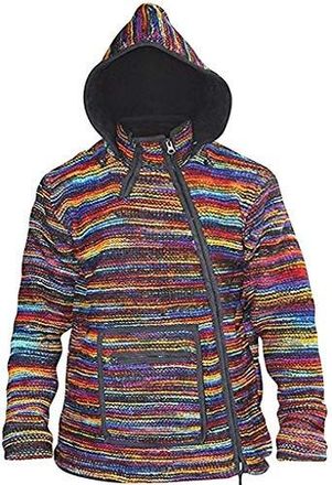 Shopoholic Fashion Hommes Col crois&eacute; Sweat &agrave; Capuche Tie Dye Multicolore Laine Hippie Veste, Noir, XXL