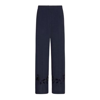 Elena Miro Bestickte Viskose Crepe Hose - - Trousers - Damen - Blau - L