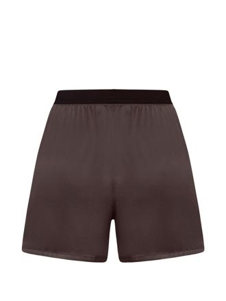 Tom Ford Silk Logo-Waistband Shorts - Brown