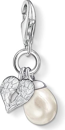 Thomas Sabo Thomas Sabo Damen Charm-Anhänger Perle mit Herz Flügel Charm Club 925 Sterling Silber 0779-082-14