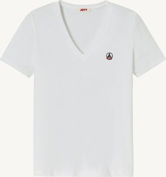 Jott T-shirt uni col V femme en coton biologique Blanc Cancun - Taille XS