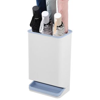 Generico Regenschirmhalter f&uuml;r den Innenbereich, freistehend, mit 6 Regenschirmen, Antidumping-Rack f&uuml;r Gehstock, mit herausnehmbarem Metalltablett f&uuml;r B&uuml;rodek