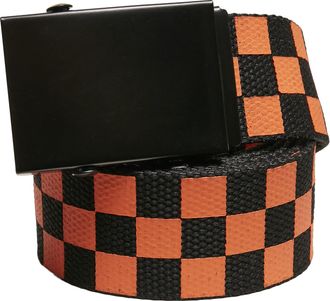 Urban Classics Unisex Check And Solid Canvas Belt 2-Pack black/orange, L/XL