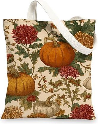 Generic Sac fourre-tout en toile à motif floral vintage - Réutilisables - Légers et lavables - Pour salle de sport, extérieur, voyage, plage, pique-nique - 33