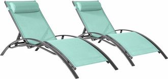Happy Garden Happy Garden - Lot de 2 transats galapagos en textil&egrave;ne vert deau - aluminium gris anthracite
