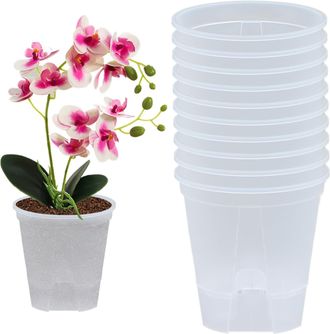Generic Selbstbewässerungstopf 10pcs atmungsaktivem Orchid Topf Selbstbewässerung Pflanzer mit Entwässerungsloch 5,5 Zoll nachfüllbare Selbstbewässerung Blume