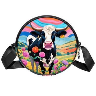 Generic Sac &agrave; bandouli&egrave;re rond pour femme, petit sac &agrave; bandouli&egrave;re avec fermeture &eacute;clair et bretelles r&eacute;glables style d&eacute;contract&eacute; pour femmes et filles