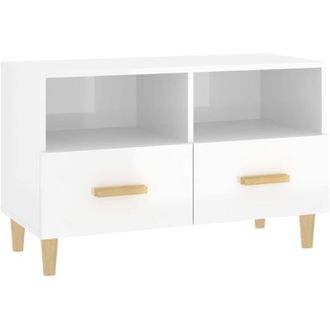 vidaXL Vidaxl - TV-Schrank Hochglanz-Wei&szlig; 80x36x50 cm Holzwerkstoff