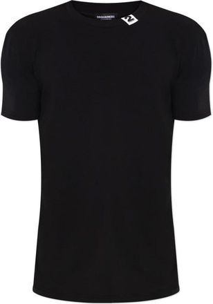 Dsquared2 Homme, Tops, Noir, Taille: S T-Shirt Regular Fit Logo Label en Jersey de Coton Stretch