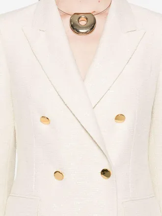 Tagliatore Double-Breasted Cotton Blend Blazer - Ecru