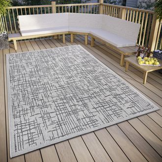 Hanse Home Telu In- & Outdoor Teppich Wetterfest - Modernes Muster, Wasserfest robuster Aussenteppich Flachgewebe für Garten, Balkon, Terrasse, Wohnzimmer - Beig