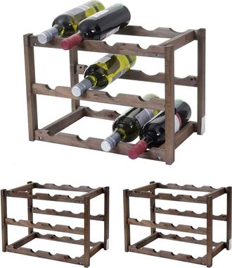 Mendler Weinregal HWC-B58, Flaschenregal Weinständer Weinhalter, Tanne 3 Böden - 3 Stück