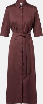 Max Mara Robe midi Cognac en coton m&eacute;lang&eacute;