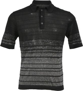 Saint Laurent polo en maille à rayures métallisées - Noir