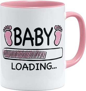OM3 Baby Loading Tasse - Keramik Becher - 11oz 325ml - Girl - Beidseitig Bedruckt - Rosa