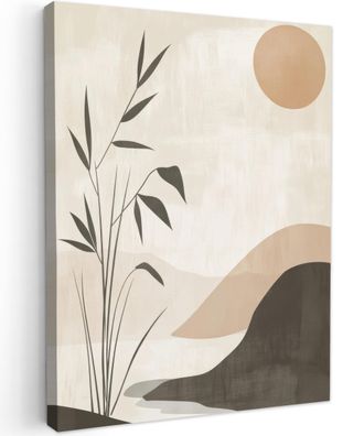 MuchoWow &copy; Leinwandbilder 50x70 cm Wall Art Decoration Bilder f&uuml;r die Wand Schlafzimmer Deko Canvas Painting Wanddekoration Wohnzimmer Japandi - Landschaft - B