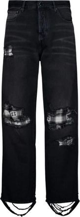 Amiri Homme, Jeans, Noir, Taille: W34 Jean Coupe Baggy &agrave; R&eacute;parations en Flanelle