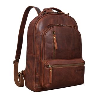 STILORD Remy Business Rucksack Leder Arbeitsrucksack Laptoprucksack Schulrucksack Gro&szlig;er Lederrucksack DIN A4 Backpack XL Vintage Echtleder, Farbe:porto - cog