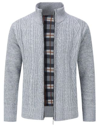 AlltheMen Cardigan mit Stehkragen Herren Strickjacke mit rei&szlig;verschluss