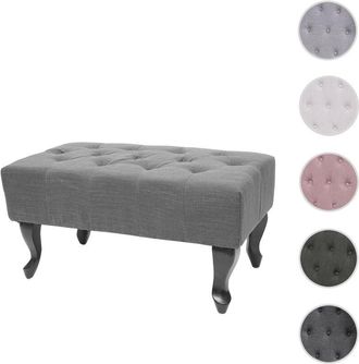 Mendler Mendler - Ottomane Chesterfield, tabouret, repose-pieds, tissu hydrofuge, gris 39x77x47cm