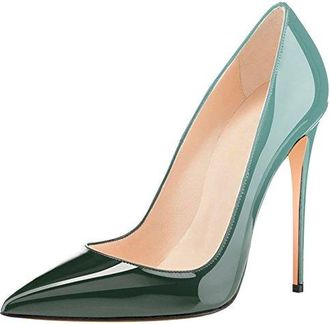elashe Escarpins Femmes - Chaussures Stilettos - 12CM Talon Aiguille - Femme Chaussure Escarpin Talons Hauts Bout Ferm&eacute; Emerald EU36