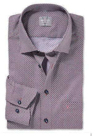 Marvelis Chemise &agrave; manches longues pour homme, coupe confortable, unie, 13 New Kent, Rouge fonc&eacute; 39, 44