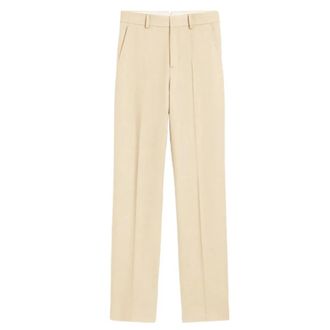 Ami Femme, Pantalons, Beige, Taille: 36 FR Pantalon large en flanelle de laine