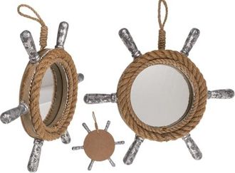 Out of the Blue Holz-Ruder mit Spiegel, ca. 32 x 47 cm, mit Juteband zum Aufhängen