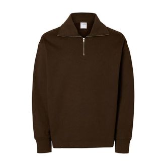 Selected Relaxaron Half Zip Sweat Pullover - - Knitwear - Herren - Braun - XL