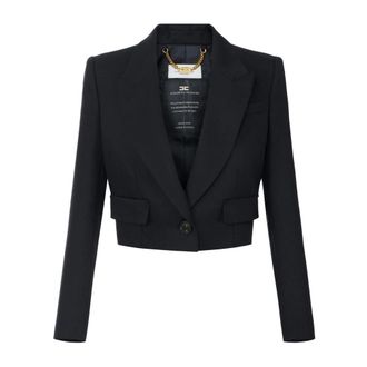 Elisabetta Franchi Damen, Jacken, Schwarzk, XSGr&ouml;&szlig;e
