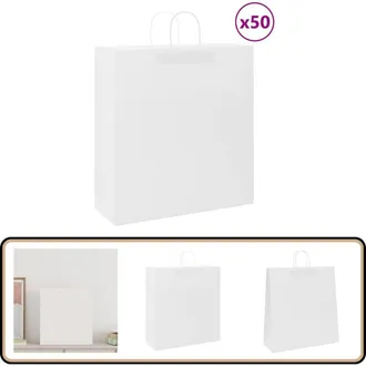 vidaXL Vidaxl - Papiertragetaschen 50 Stk. mit Henkeln Wei&szlig; 45x17x48 cm