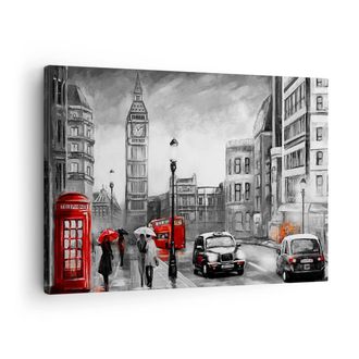 Arttor Bilder auf Leinwand London Bus Leinwandbild mit Rahmen 70x50cm Wandbilder Dekoration Wohnzimmer Schlafzimmer Küche Deko Klein Wanddeko Bild Wand Kunst