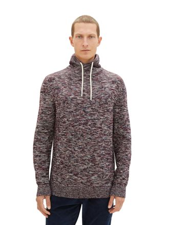 Tom Tailor Herren Snood Strickpullover aus Baumwolle, tawny port red mouline, XXXL