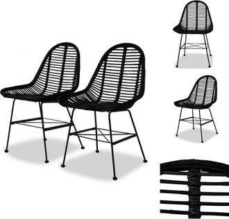 vidaXL Vidaxl - Esszimmerst&uuml;hle 2 Stk. Natur Rattan Schwarz - Esszimmerst&uuml;hle - Rattan Sessel - Schwarze St&uuml;hle - Kolonialer Stil - Gartenst&uuml;hle