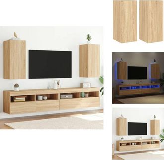 vidaXL Vidaxl - TV-Wandschränke mit LED-Leuchten 2 Stk. Sonoma-Eiche - TV-Schrank - Holzschrank - Regal - Wohnzimmer Dekoration - Smart Home