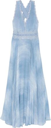 Ermanno Scervino Femme, Robes, Bleu, Taille: 34 FR Lace-trim V-neck Maxi Dress