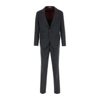 Brunello Cucinelli Flanell Anzug im Leisure Fit - - Suits - Herren - Grau - L