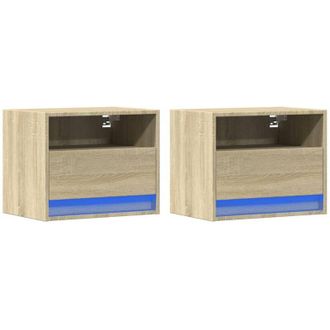 vidaXL Wand-Nachttische mit LED-Leuchten 2 Stk. Sonoma-Eiche Vidaxl
