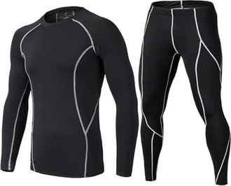 Generic Ensemble de sous-vêtements thermiques pour homme - Doublure en polaire douce - Couche de base à manches longues - Haut et bas de compression - Ensembl