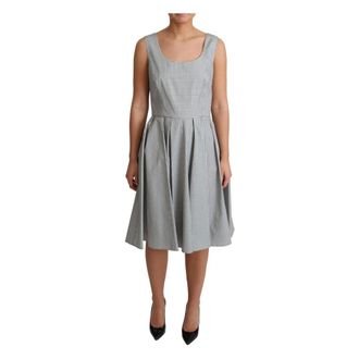 Dolce & Gabbana Femme, Robes, Gris, Taille: 40 FR Polka Dotted Cotton A-Line Dress