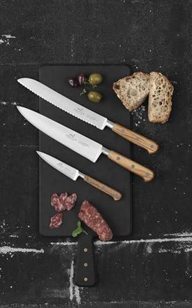 Sabatier Rousselon Provençao Kochmesser, geschmiedetes Messing, in Box, Edelstahl, 20 x 30 x 30 cm, Beige