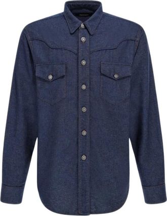 Roberto Cavalli Dunkelblaues Denim-Hemd Hergestellt in Italien - - Shirts - Herren - Blau - M