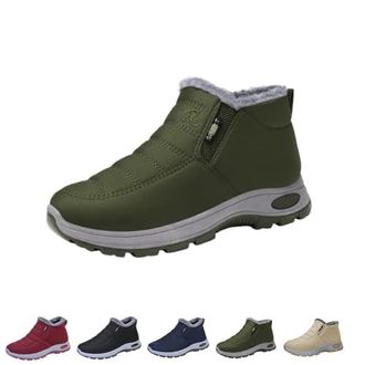 Generic Bottes de neige doubl&eacute;es en polaire - Antid&eacute;rapantes - Douces et chaudes - Chaussures de marche confortables pour lext&eacute;rieur, Vert, 40 EU