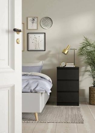 Dmora Kommode Ameline, Mehrzweckkommode, Schlafzimmerkommode, Schrank mit Schubladen, 50x40 h70 cm, Schwarz