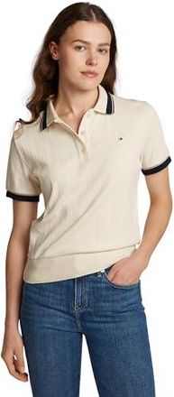 Tommy Hilfiger Polo Manches Courtes Femme Regular Fit, Beige (Calico), L